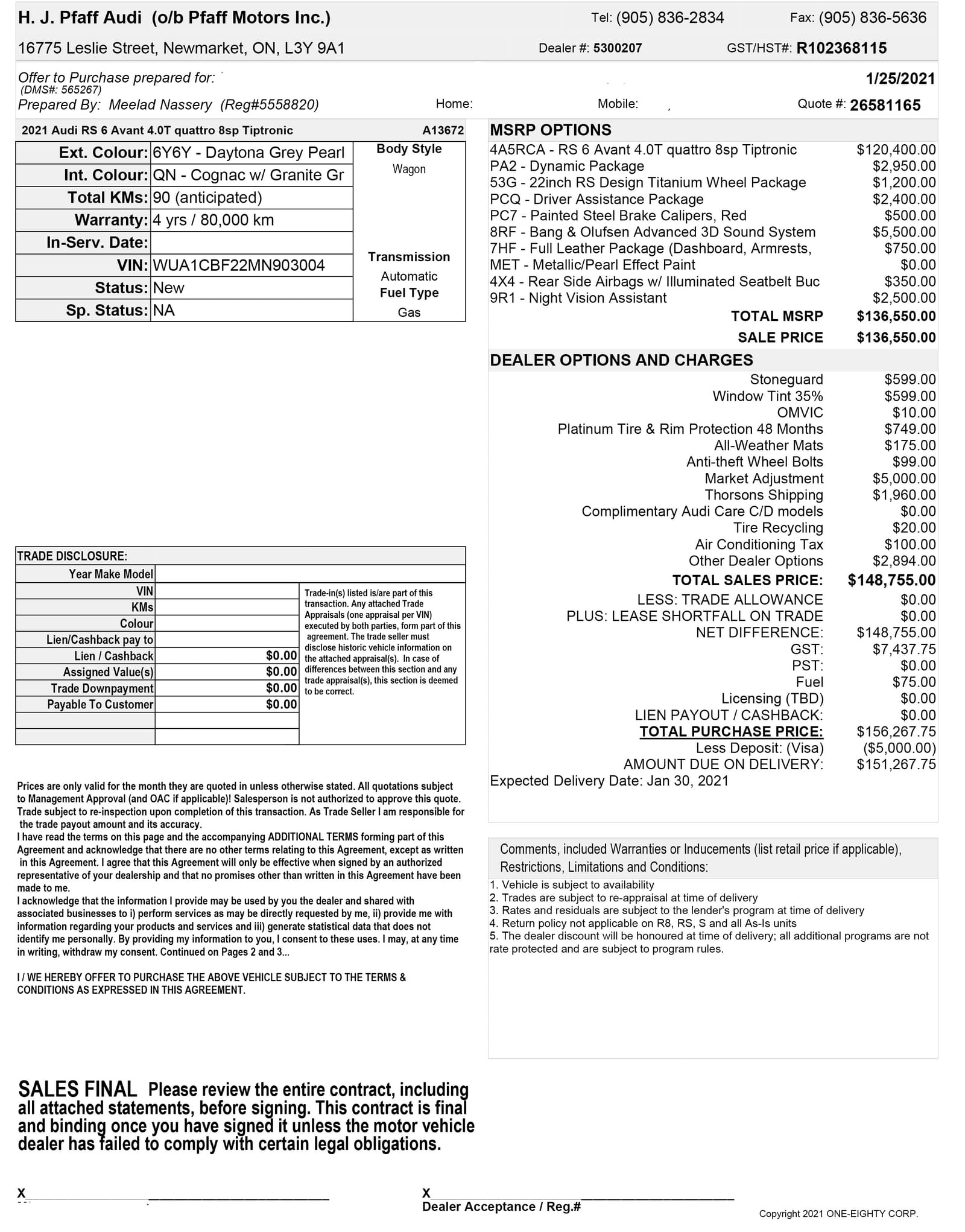 2021 Audi RS6 Avant - SOLD